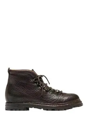 Officine Creative Artik Pebble-grain Leather Lace-up Boots - Brown