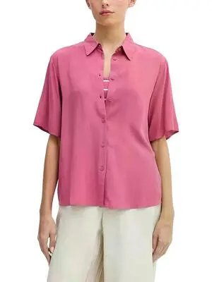 BENETTON Short Sleeve Button-down Shirt - Pink