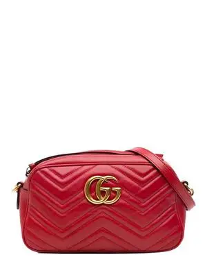 Gucci Small Gg Marmont Matelasse Crossbody Bag - Red