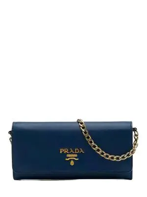 Prada Saffiano Leather Wallet On Chain Crossbody Bag - Blue