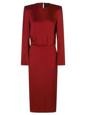 Federica Tosi Padded-shoulder Midi Dress - Red