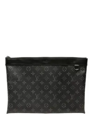 LOUIS VUITTON Monogram Eclipse Discovery Pochette Gm Clutch Bag - Black
