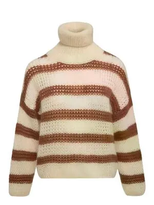 FRACOMINA Striped Roll-neck Sweater - Neutrals