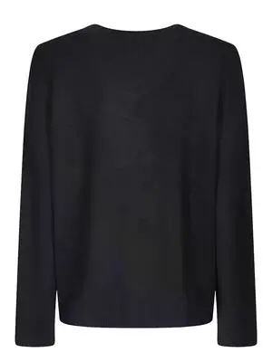 SAMSOE SAMSOE Salissy V-neck Sweater With Embroidered Logo - Black