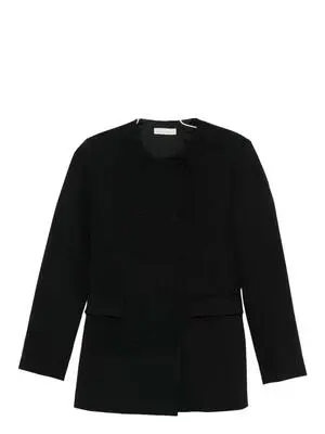 Liviana Conti Double-breasted Collarless Coat - Black