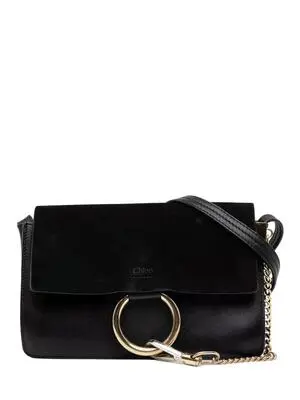 Chloé Chloé Faye Suede And Calfskin Crossbody Bag Black