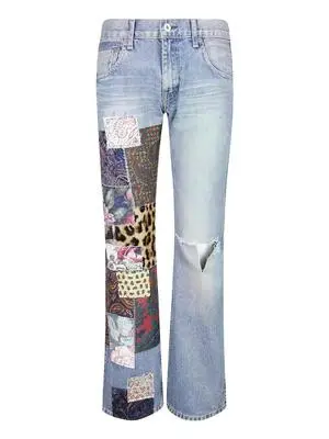 Junya Watanabe Patchwork Distressed Jeans - Blue