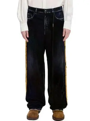 ANN DEMEULEMEESTER Wide-leg Jeans With Side Stripe Detailing - Blue