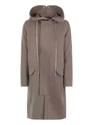 Rick Owens Twill Parka Coat - Brown