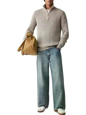 Marc O'polo Ribbed Knit Quarter-zip Sweater - Neutrals