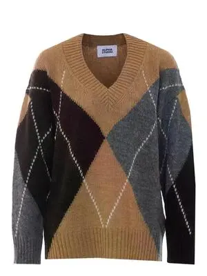 ALPHA STUDIO ALPHA STUDIO Argyle V-Neck Sweater