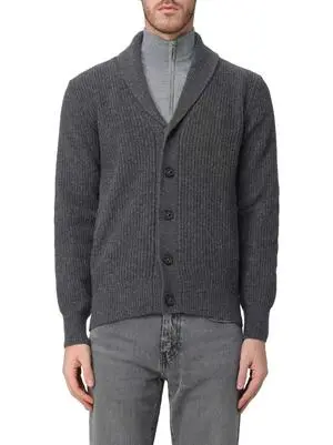 BROOKSFIELD Ribbed-knit Wool Cardigan With Shawl Collar - Grey