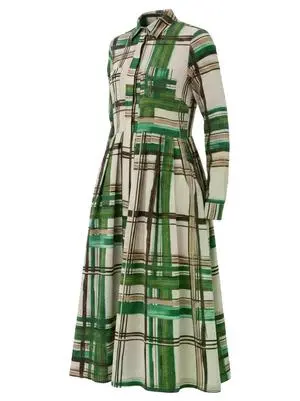 ODEEH Odeeh Check-Print Silk Midi Dress