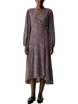 Marc O'polo A-line Wrap Midi Dress With Polka Dots - Red