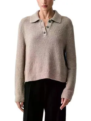 Marc O'polo Bouclé-knit Polo Top - Neutrals