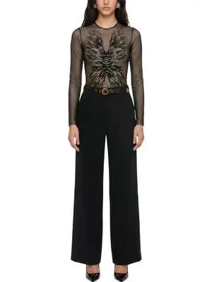 Amen Amen Embellished Sheer Bodysuit Black