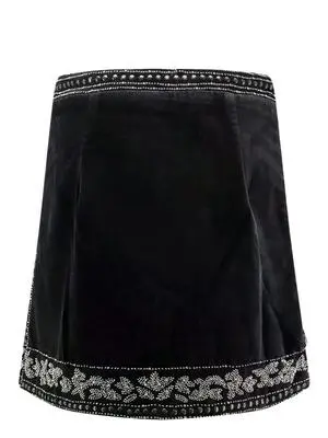 SCARLETT POPPIES Mini Tova Bead-embellished Velvet Skirt - Black