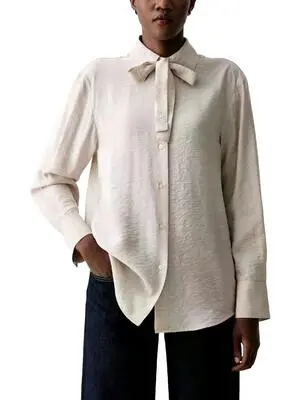 Marc O'polo Long-sleeve Shirt With Bow Detail - Neutrals