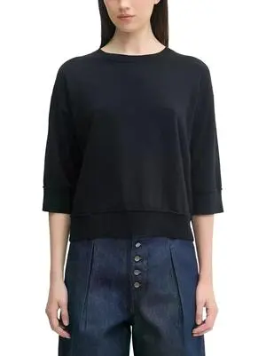 BENETTON Fine Knit Three-quarter Sleeve Sweater - Black
