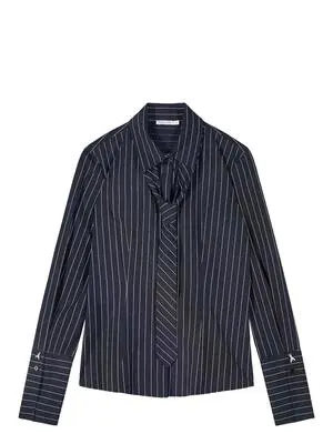 Patrizia Pepe Pinstripe Tie Detail Shirt - Blue