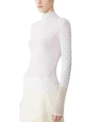 LANVIN High-neck Wool And Mohair Top - White