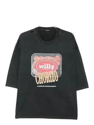 WILLY CHAVARRIA Especial Chorizo Buffalo Graphic-print Distressed T-shirt - Black