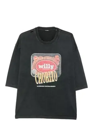 WILLY CHAVARRIA Especial Chorizo Buffalo Graphic-print Distressed T-shirt - Black
