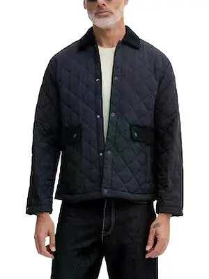 BENETTON Quilted Corduroy Collar Jacket - Blue