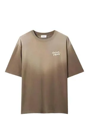 Maison Kitsuné Faded-effect Logo-print T-shirt - Neutrals