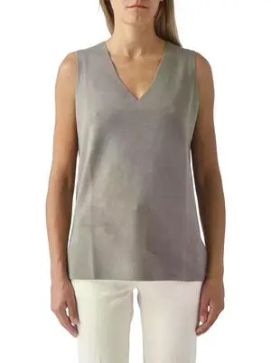 GRAN SASSO V-neck Knitted Top - Grey