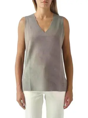 GRAN SASSO V-neck Knitted Top - Grey