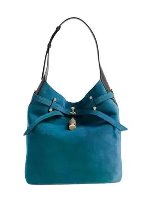 Borbonese Medium Premiere Suede Bucket Bag - Blue