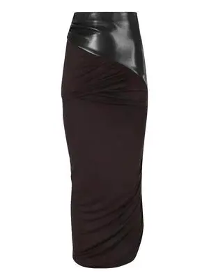 Andamane Ruched Panel Midi Skirt - Brown