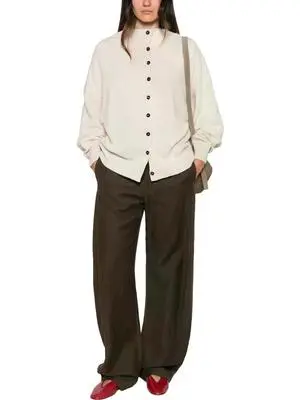 Liviana Conti Drop Shoulder Button-up Cardigan - Neutrals