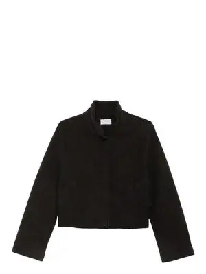 WHYCI High-neck Cropped Coat - Brown