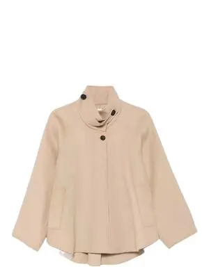 MABRUN Fiorina Buttoned-collar Flared Jacket - Neutrals