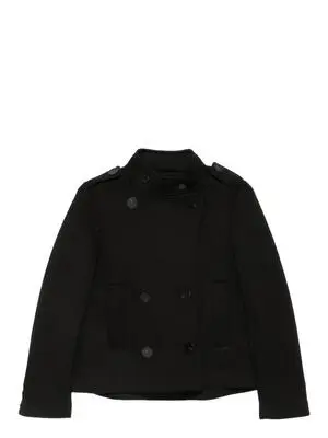PSOPHIA Double-breasted Epaulette Coat - Black