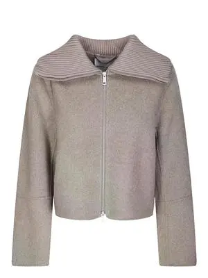 SAMSOE SAMSOE Saclo Zip-Up Jacket With Ribbed Collar Neutrals