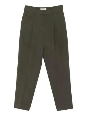 PSOPHIA Pleated Tapered Trousers In Khaki - Green