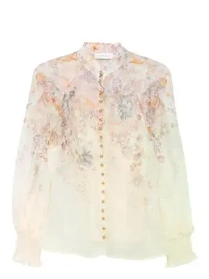 ZIMMERMANN ZIMMERMANN Floral Print Silk-Blend High Neck Shirt