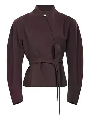 Andamane The Attico Margaux Belted Wrap Jacket Brown