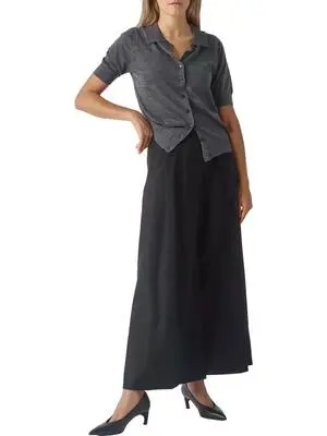 MEIMEIJ Short Sleeve Collared Cardigan - Grey