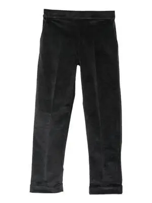 WHYCI Velvet-effect Turn-up Trousers - Grey