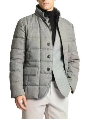 FAY Quilted High-neck Jacket - Grey