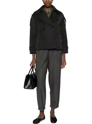 PSOPHIA Cropped Trousers With Drawstring Waistband - Grey