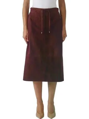 Max Mara S Max Mara Drawstring Suede Skirt Red