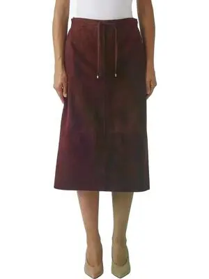 Max Mara Drawstring Suede Skirt - Red