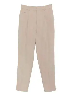 PSOPHIA Pleated Trousers With Button Detail - Neutrals