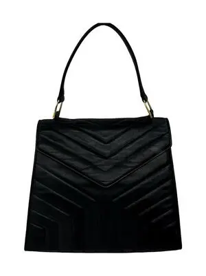 Saint Laurent 20th Century Chevron Leather Handbag - Black