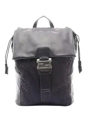 Fendi Ff Nylon And Leather Backpack - Black
